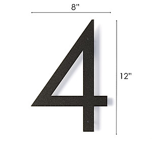 12 Inch Modern Floating House Numbers for Outside | Large Metal House Numbers for Outdoors | Black Coated Rust-Proof Home Address Numbers/Plaques | Metal Numbers