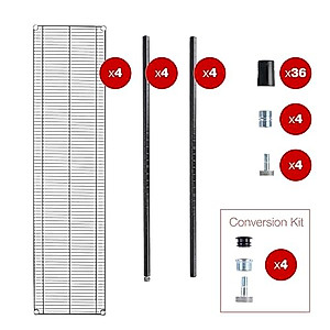 Alera ALESW207218BA BA Plus 72 in. x 18 in. x 72 in. 4-Shelf Wire Shelving Kit - Black Anthracite Plus