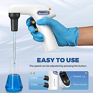 Bonvoisin Electric Pipette Controller 0.1-100ml Pipetor Automatic Motorized Pipette Filler for Biochemical Lab Speed Adjustable