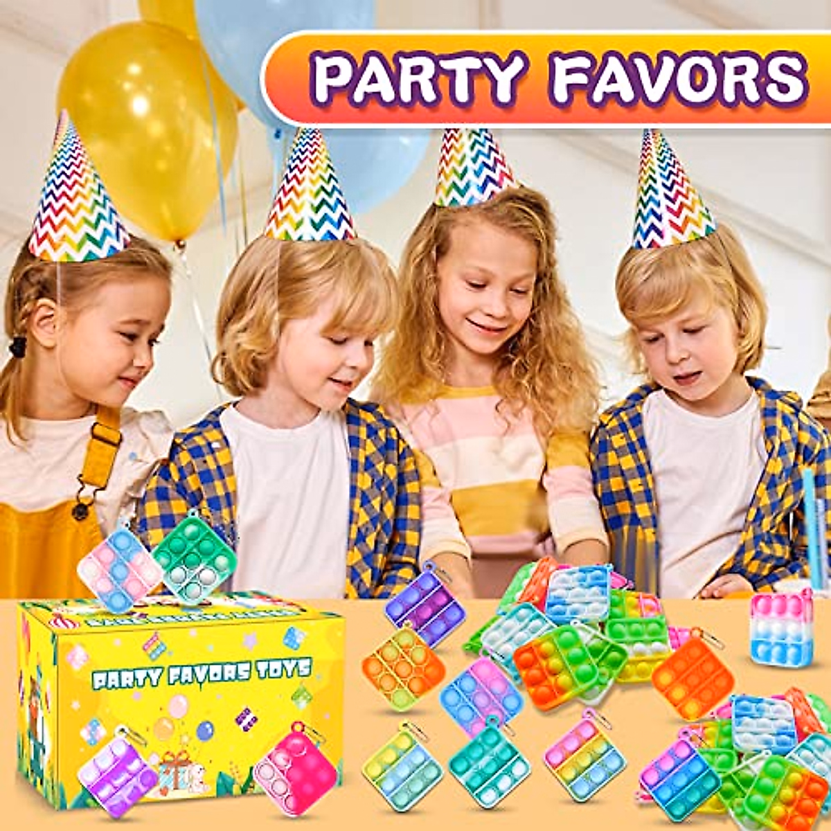 180 PCS Easter Egg Fillers,Mini Pop Keychain Party Favors for Kids, Fidget Toy Pack Bulk,Silicone Squeeze Pop Bubble Fidget Stress Relief,Birthday Party Favors,Prizes for Girl Boy Adult