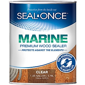 Seal-Once Marine Premium Wood Sealer - Waterproof Sealant - Wood Stain and Sealer in One - 1 Gallon & Clear