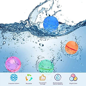 ZUPIIY Reusable Water Balloons, Summer Water Toys, Outdoor Toys, Pool Toys, Self-Sealing Water Bomb for Kids Adults, Silicone Water Ball Easy Quick Fill, Fun Splash Water Bomb Party Supplies(12 PCS)