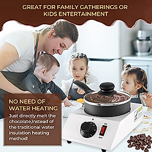 POWLAB Electric Chocolate Warmer Melting Pot Ceramic Removable Pot Candy Melting Machine Chocolate Melter Pot for Dipping 1L Capacity & Temperature Setting for Melting Candy, Butter, Cheese, Caramel