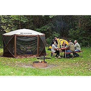 CLAM Quick-Set Escape Sport 11.5 x 11.5 Foot Portable Pop Up Outdoor Tailgating Screen Tent 6 Sided Canopy Shelter w/Stakes & Carry Bag, Blue