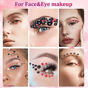 Belleboost Flat Back Pearls Kits 1 Box of Flatback Black Half Round Pearls with Pickup Pencil And Tweezer for Home DIY And Professional Nail Art, Face Makeup And Craft