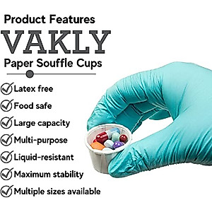 Vakly Disposable Paper Souffle Medicine Cups 3/4 oz [Pack of 250] – (0.75 Ounce) Small Cups for Medication Distribution, Pills, Tasting, Condiments, Food and Dessert Serving