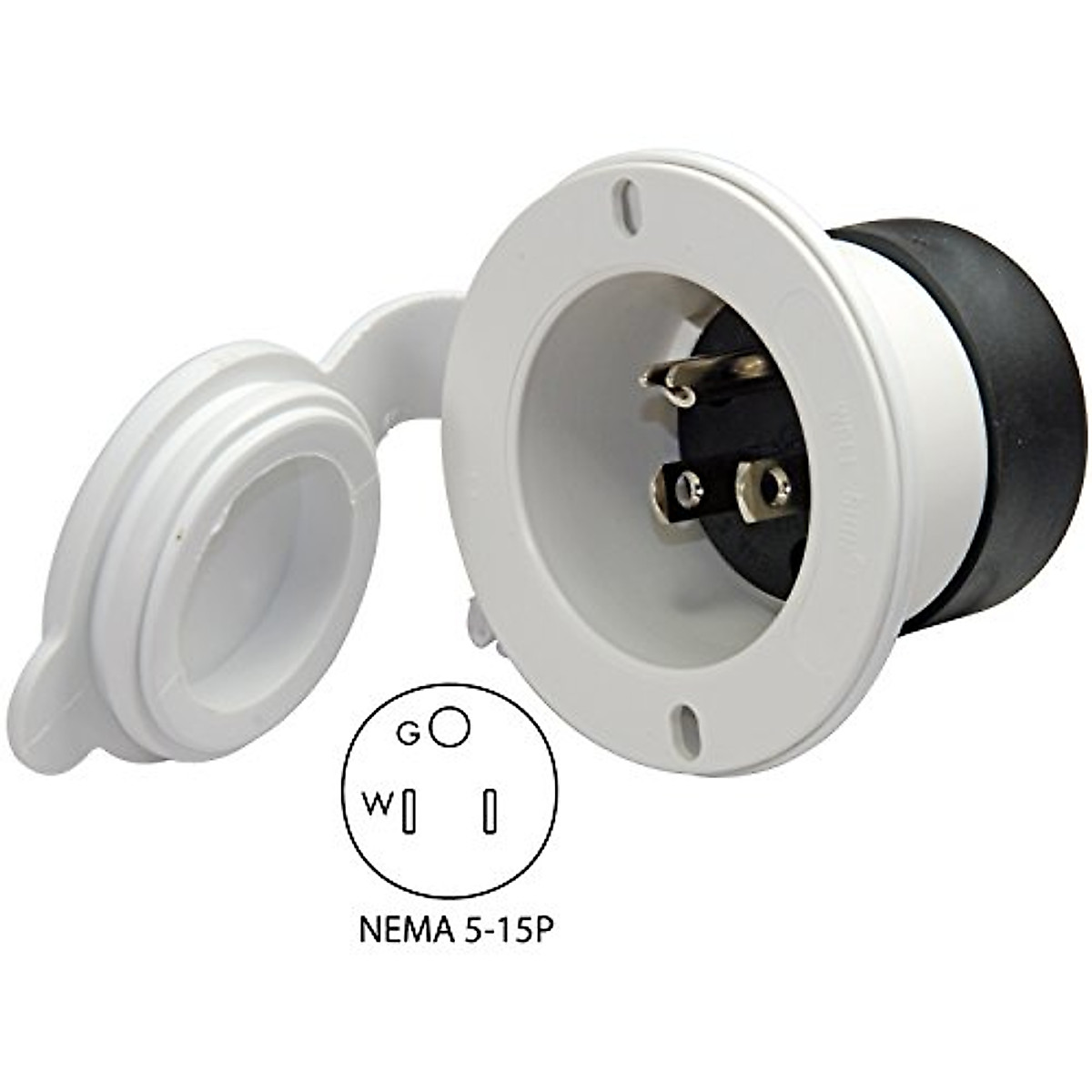 Conntek 80101-BCWT NEMA 5-15P 15-Amp 125V Charger Inlet with White Cover