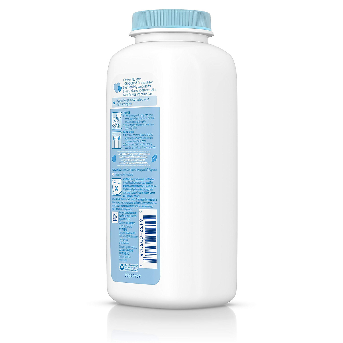 Johnson's Baby Powder with Naturally Derived Cornstarch Aloe & Vitamin E, Hypoallergenic, 9 oz