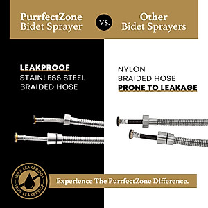 Purrfectzone Bidet Sprayer for Toilet, Handheld Sprayer Kit, Hand Held Bidet, Cloth Diaper Sprayer Set - Easy to Install - Stainless Steel