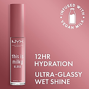 NYX PROFESSIONAL MAKEUP This Is Milky Gloss, Vegan Lip Gloss, 12 Hour Hydration - Cherry Skimmed (Dusty Pink Mauve)
