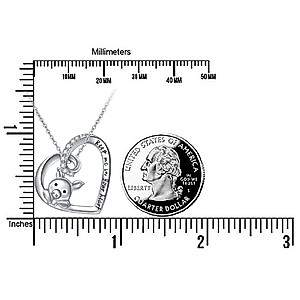 FLYOW 925 Sterling Silver Cubic Zirconia Engraved Keep Me in Your Heart Cute Pig Heart Pendant Necklace for Women Birthday Graduation Gifts