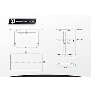 FEZIBO Adjustable Height Electric Standing Desk with Double Drawer, 55x 24 Inches Stand Up Home Office Desk with Splice Tabletop, Black Frame/Fir Brown Top