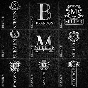 Gifts for Men, Personalized Cocktail Shaker Set - 9 Design Option w/Custom Name, 24 Oz Black Stainless Metal Martini Shaker, Ice Strainer, Jigger, Mixing Spoon - Margarita Shaker, Bartender Kit #5