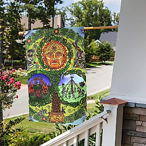 Bonfire Pagan Tree Maypole Seasonal Family Double Sided Garden Flag Outdoor Funny Decorative Flags For Garden Yard Lawn Decor Gift 12 X 18 Inch