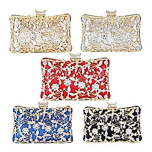 KALAIEN Crystal Clutch Rhinestone Evening Bag Women Purse for Prom Wedding Evening Handbag (Gold)
