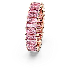 SWAROVSKI Matrix ring, Baguette cut, Pink, Rose gold-tone Finish