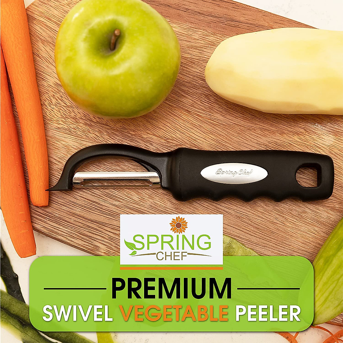 Spring Chef Premium Swivel Vegetable Peeler, Black