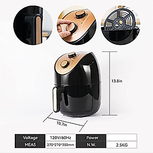 4-QT Electric Air Fryer - Double Knob Operation Oilless Air Fryers, Reduce Grease Cooks Air Fryer, Easy to Clean Air Fryer, Can Make French Fries, Fried Chicken Wings, Grilled Fish, Fried Steak