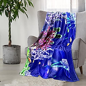 Plush Blanket Throw Blanket Warm Cozy Soft Microfiber Blankets, Coral Jellyfish Ocean