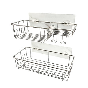 Leeda Shower Caddies, No Drilling, soap Dish Holder 2 Tiers (SLIVERY, Stainless Steel)