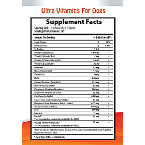 Dog Joint Supplement - Dog Ultra Vitamins - Veterinarian Recommended - Immune Support - Hair Skin Eyes and Bones Support - Dog Vitamin and probiotic - 1 Bottle (90 Treats)
