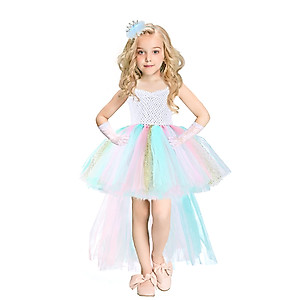 Girls Tutu Dress Toddler Handmade Rainbow Tulle Party Dresses for Birthday Outfit,Photography Prop,Christmas(7-8 Years)