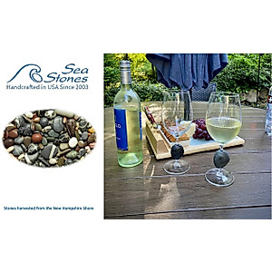 Sea Stones “Touchstone” Universal Wine Glass Set of 2-18oz Thin Rim, Long Stem Summer Glassware - Artisan River and Ocean Stone - Perfect for Birthday, Wedding and Anniversary or New House