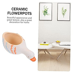 NUSITOU 4 pcs Pottery Pen Ceramic Decorative Creative Random Succulents Swan Home Succulent Animals Window Resin Figure Holder Pots for Planters Plant Bonsai Mini Flowerpot Animal