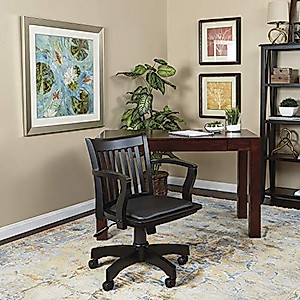 OSP Home Furnishings Deluxe Wood Banker's Desk Chair with Padded Seat, Adjustable Height and Locking Tilt, Black Finish and Black Vinyl