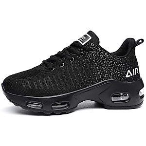 M MAGPER Women Air Running Sneakers Lightweight Walking Athletic Gym Sports Tennis Shoes Allblack US 9 B(M)