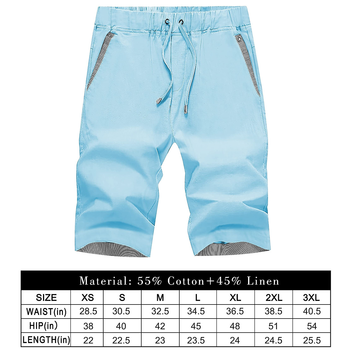 Janmid Men's Shorts Casual Classic Fit Drawstring Summer Beach Shorts with Elastic Waist and Pockets Navy Blue XL