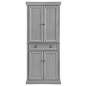 Crosley Furniture Seaside Kitchen Pantry Cabinet, Distressed Gray