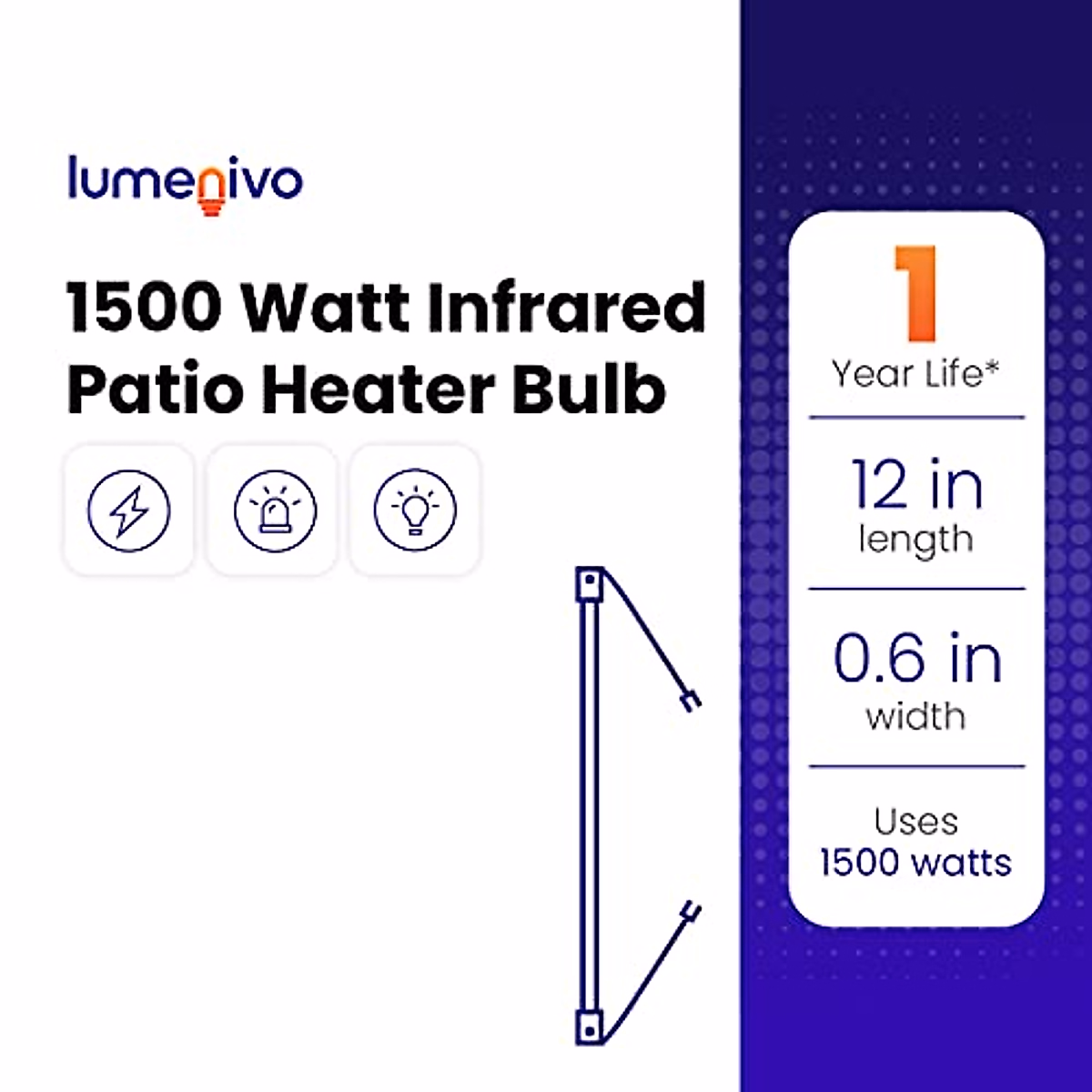 lumenivo 1500 Watt Infrared Patio Heater Bulb Replacement for Firesense Electric Patio Heater Compatible Infrared Bulb Heater as Firesense Replacement Parts