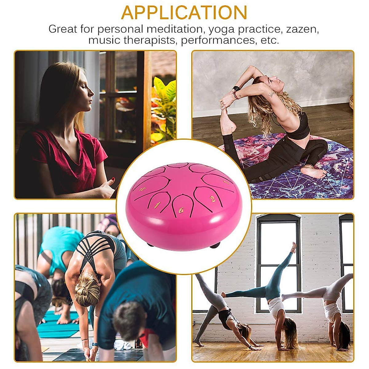 6-10 Inch Steel Tongue Drum Handpan Drum, Moontie Metal Hand Drum Kit Percussion Steel Drum Instrument with Mallets, Mallet Bracket,Tonic Sticker and Music Book