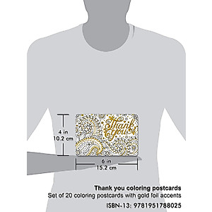 VICTORIA CHUKALINA PUBLISHING Thank you coloring postcards. Set of 20 coloring postcards on thick paper with gold foil accents on each card and rounded corners