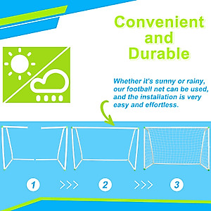 6'X4' Soccer Goal for Backyard Kids Portable Soccer Net with High-Strength Nets, Ground Stakes, Eight-Shaped Clasp, Strong PVC Frame & Weather Resistance Excellent Soccer Field Equipment