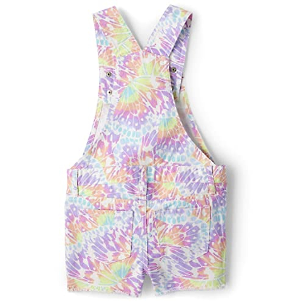 The Children's Place Girls' Denim Shortall Overalls, Rainbow Tie Dye, 8