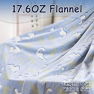 YRIOWMI Luminous Blanket, Dinosaur Blue for Children's Birthday Gift 50"×60"