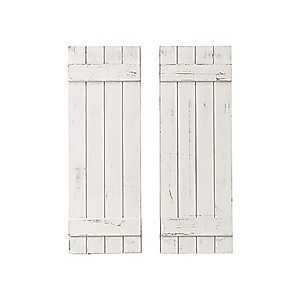 Coral Flower Rustic Farmhouse Window Shutters (Set of 2) | Made of 100% Reclaimed and Recycled Pine Wood | Rustic Interior Window Shutters | Traditional Country Style Home Decor,Gray