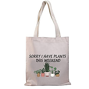 BDPWSS Plant Canvas Tote Bag Crazy Plant Lady Gift Sorry I Have Plants This Weekend Plant Lover Shoulder bag (Have plants TG)