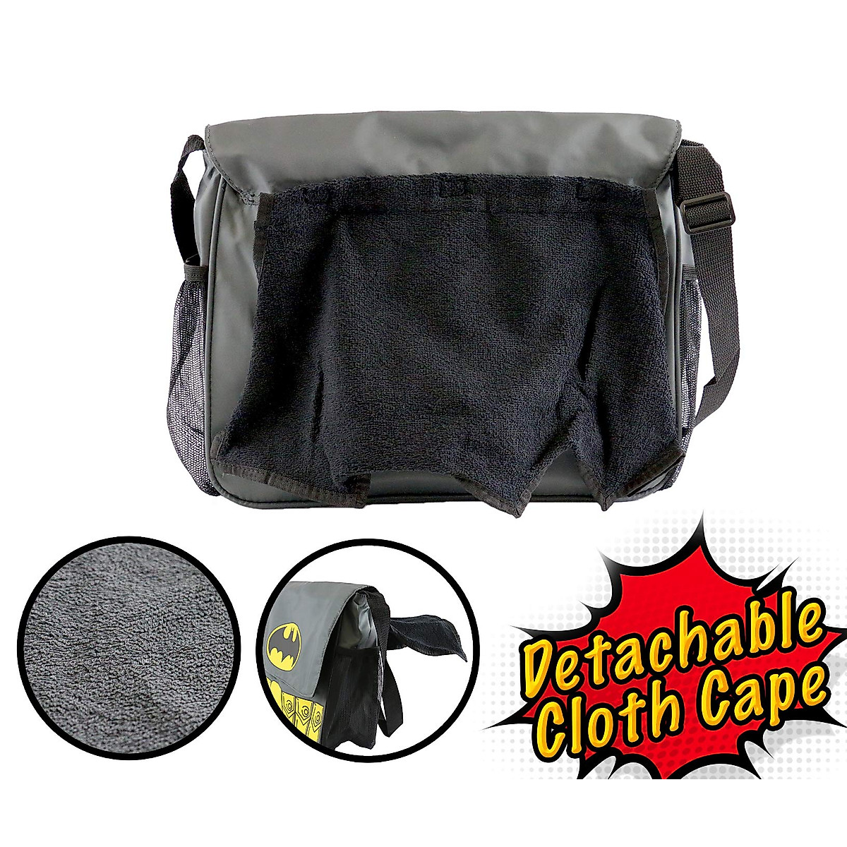 DC Comics Batman Grey Diaper Bag Includes Changing Pad and Bottle Pouch