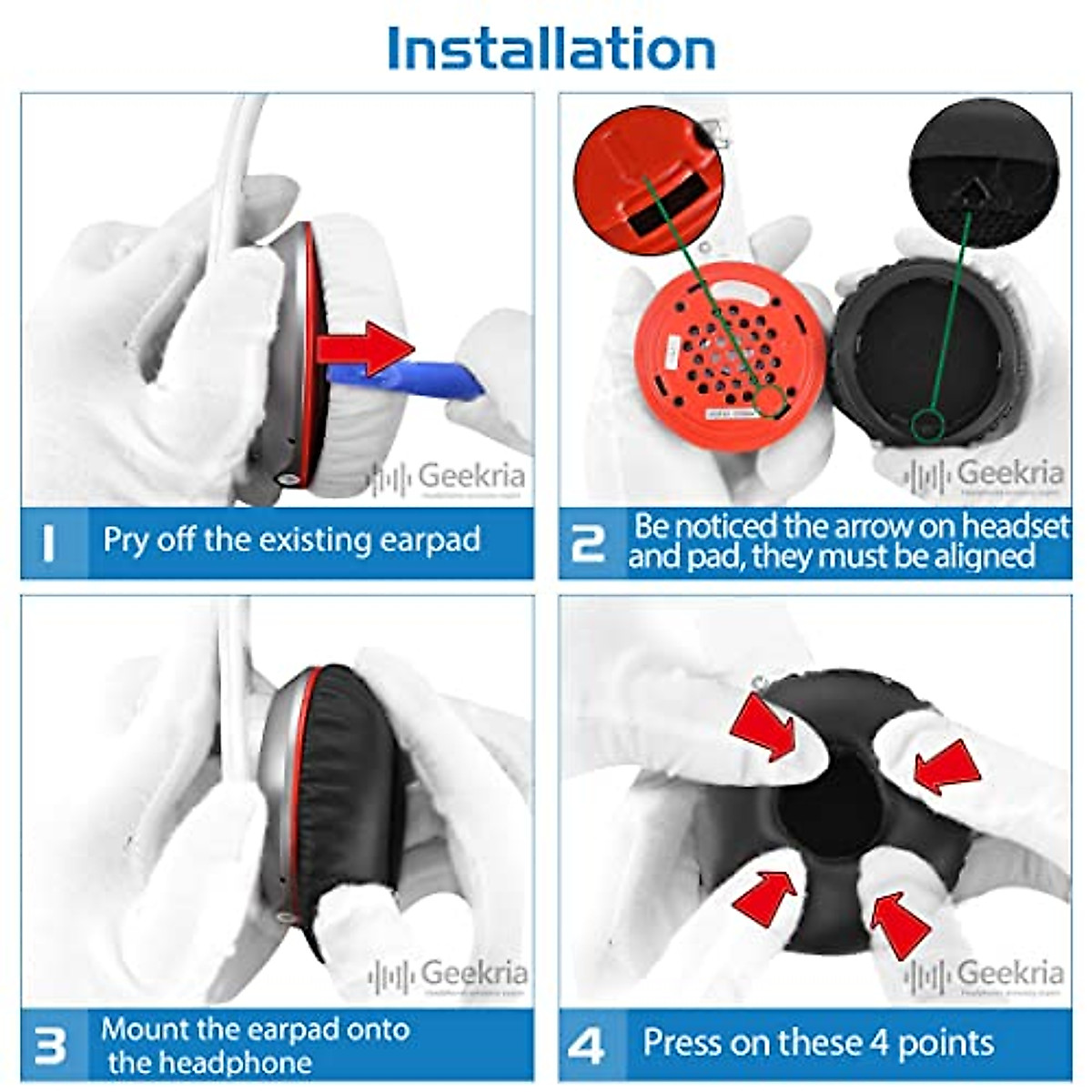 Geekria QuickFit Replacement Ear Pads for Beats Solo Wireless (Solo Bluetooth) Headphones Ear Cushions, Headset Earpads, Ear Cups Cover Repair Parts (Black)