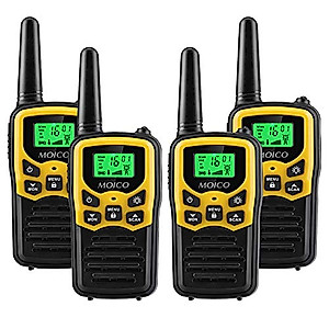 Walkie Talkies with 22 FRS Channels, MOICO Walkie Talkies for Adults with LED Flashlight VOX Scan LCD Display, Long Range Family Walkie Talkie Radios for Hiking Camping Trip (Yellow, 10 Pack)