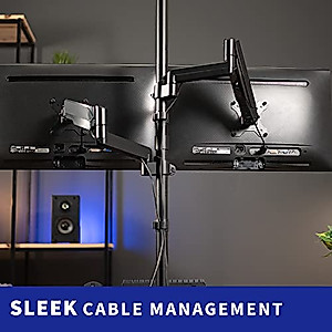 VIVO Dual Monitor Arm Extra Tall Mount for Screens up to 32 inches, Pneumatic Height Adjustment, Full Articulating Heavy Duty VESA Stand with Desk C-clamp and Grommet, STAND-V012K