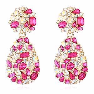 KELMALL Sparkly Rhinestone Chandelier Waterdrop Dangle Earrings for Women - Elegant Crystal Teardrop Statement Jewelry