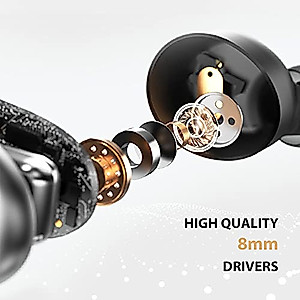 HIFI WALKER Wireless Earbuds, T10 Bluetooth Earbuds with Microphone and Touch Control, HiFi Stereo Sound Earphones in Ear, Black