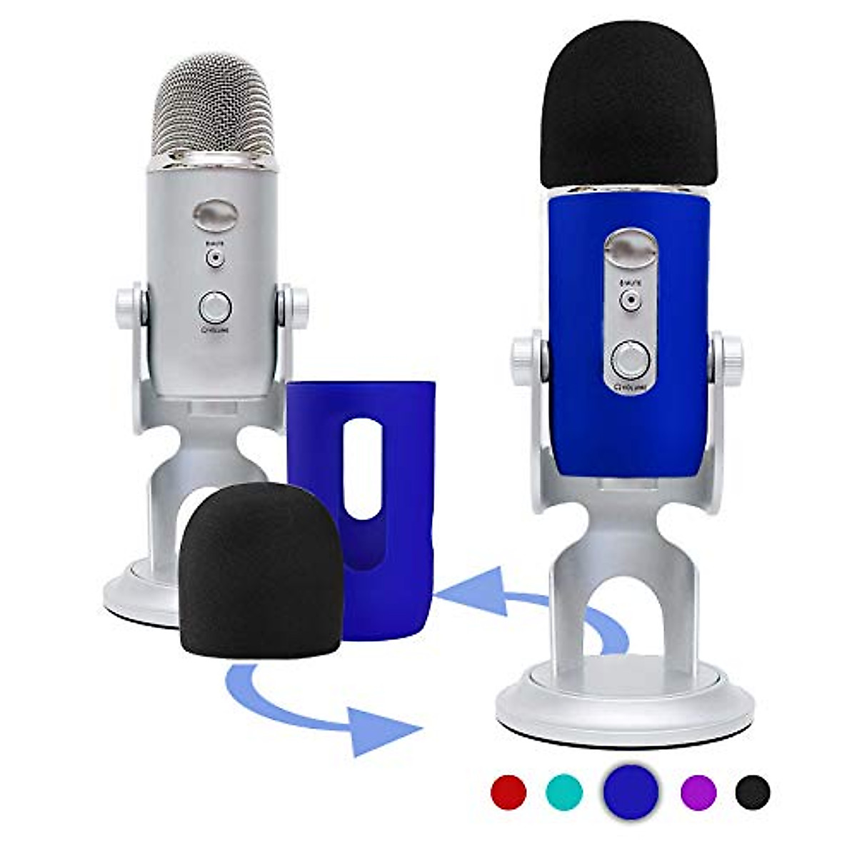 YOUSHARES Microphone Windscreen Foam - Mic Cover Pop Filter Windshield &Protector for Blue Yeti, Yeti Pro Condenser Microphones (Blue)