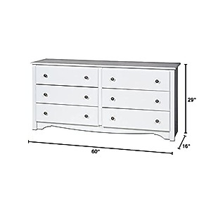 Sonoma 6 Drawer Double Dresser for Bedroom, White