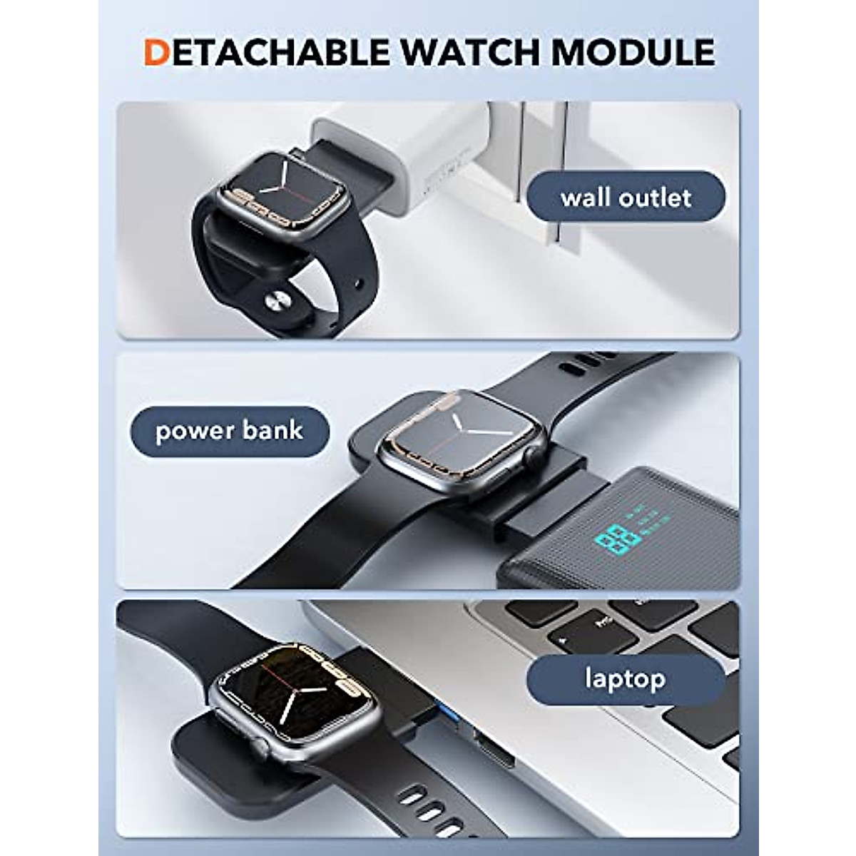 LK Wireless Charging Station 3 in 1 Wireless Charger Stand Docking Station Compatible for iPhone 14/13/12/11 Pro Max/XR/XS/8, AirPods Pro/3/2, Apple Watch Ultra/8/SE/7/6/5/4