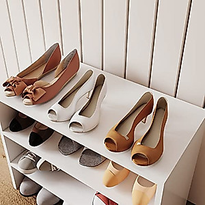 WAHEY Shoes Rack, Stackable 3 Shelf Wood Closet Organizer Unit, FSSR002